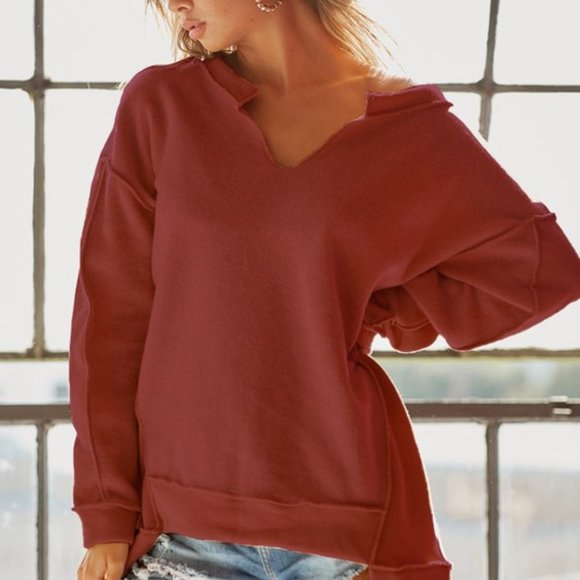 BiBi | Tops | 3 Marsala Wine Soft High Low Oversized Top | Poshmark